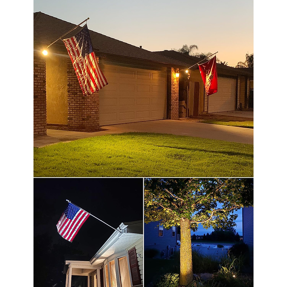 SUNVIE 20W Spot Lights Outdoor with Photocell Sensor, Dusk to Dawn LED Landscape Spotlights, Waterproof 120V 2000LM 3000K Landscape Lighting for Yard Flag Tree Garden 6 FT US 3-Plug in Cord, 2 Pack