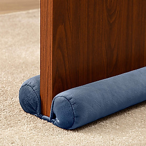 TumiMallody Door Draft Stopper Double Sided Weather Stripping Noise Breeze Draft Blocker Door Sweeps Washable Under Door Seal Strip Adjustable Velvet Draft Guard Multi Color Available (36 inch, Blue)