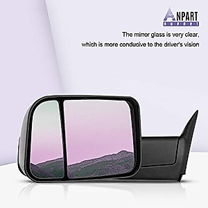ANPART Towing Mirrors Fit for 1998-2002 FOR DODGE For Ram For 1500 Ram For 2500 Ram For 3500 Truck Tow Mirrors With A Pair LH and RH Side Power Regulation with Heating No Turn Signal Lamp