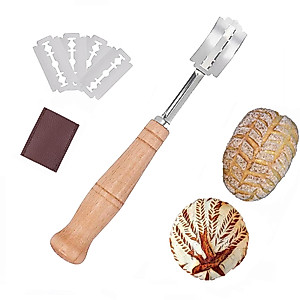 Generic Bread Lame with 5 Replacement Blades,Hand Crafted Bread Lame Dough Scoring Tool,Sourdough Bread Baking Supplies,Bread Knife for Homemade Bread, 10 Centimeters