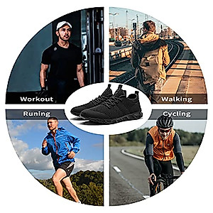 Tvtaop Tennis Shoes for Mens Athletic Running Shoes Lightweight Casual Sneakers Non Slip Walking Gym Sport Shoes Black,Mens Size 6.5