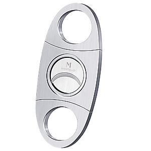 Mantello Stainless Steel Cigar Cutter- Large Premium Cigar Cutters - Cuts Up to 60 Gauge Cigar - Cigar Cutter Guillotine, Double Cut Blade in Gift Box, Gifts for Men, Groomsmen Cigar Cutter