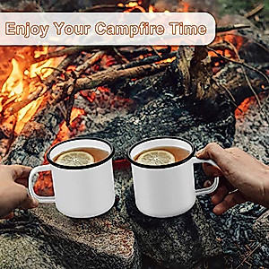 TeamFar Coffee Mug Set of 6, 12 oz Enamel Mug White Tea Camp Drinking Cups Mugs Vintage for Camping Picnic Home Use, Non Toxic & Portable, Classic Design & Easy Clean