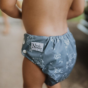 Nora's Nursery Cloth Pocket Diapers 4 Pack with 4 Inserts - Waterproof Cover, Washable, Reusable & One Size Adjustable Pocket Diapers for Newborns and Toddlers - Mama Bear