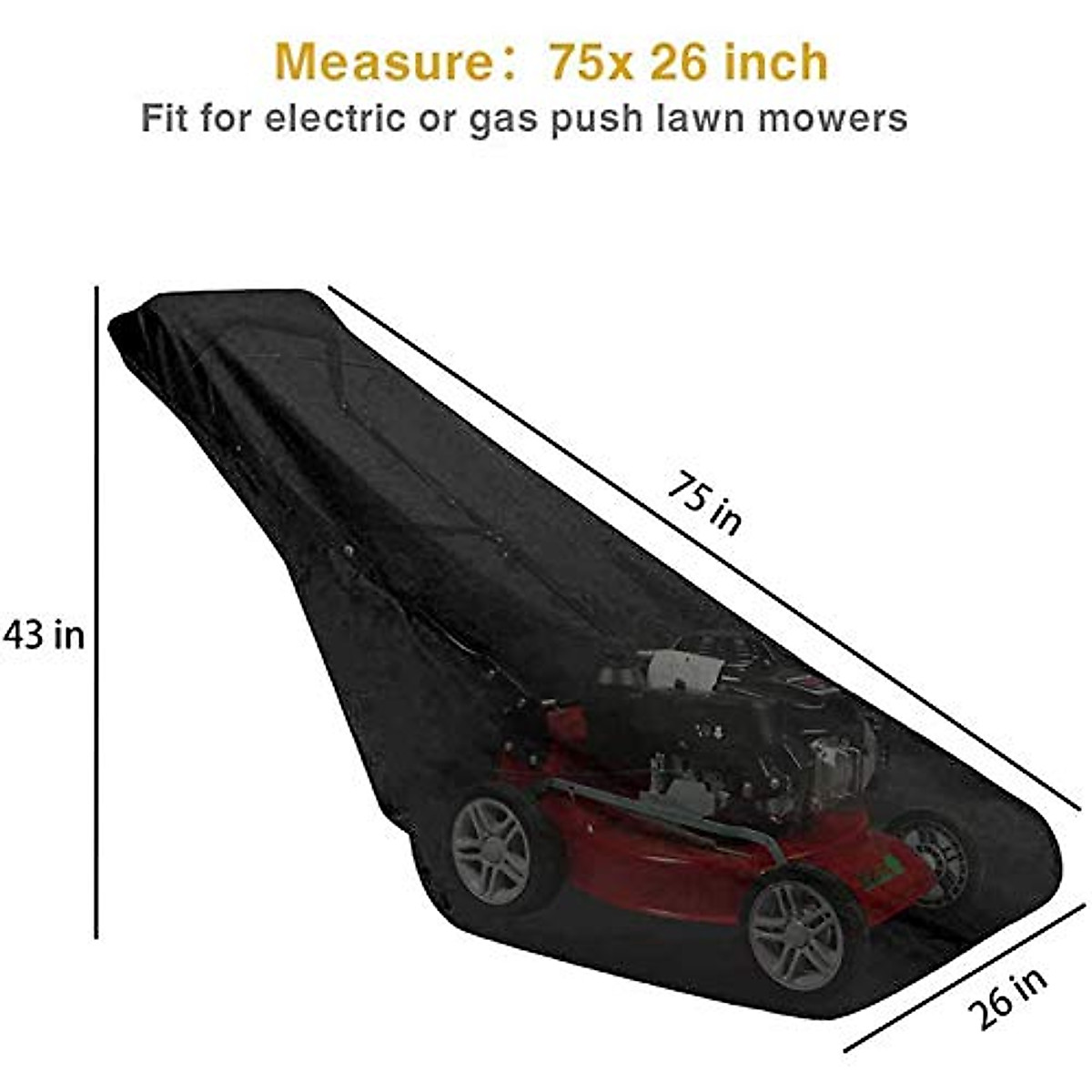 Ailelan Lawn Mower Cover, Waterproof Tractor Cover, Heavy Duty 420D Polyester Oxford, Durable, UV, cub Tractor Cover Cover for Your Rider Garden Tractor, 75" L x 26" W x 43" H