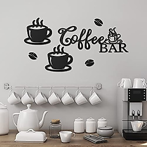 Ferraycle Coffee Bar Rustic Metal Sign Rustic Coffee Bar Hanging Wall Decor Coffee Signs for Coffee Bar Metal Coffee Wall Art for Coffee Bar Home Office Kitchen (Coffee Bar, Bean and Cup Style)