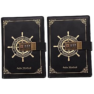 Ciieeo 2 pcs sailor notebook Coded Locking Diary Book drawing diary with lock Business Notepads Writing Notepad Diary Office Notepad room decor pocket travel Paper dairy products Journal