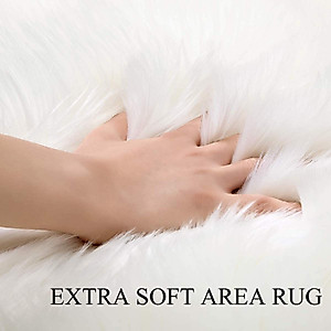 Modern Indoor Shaggy Fur Area Rug, Luxury Soft Fluffy Bedroom Rugs, Shaggy Silky Plush Carpet, Nonslip Home Decor Shag Rug Floor Furry Carpets, for Children Boys Girls Bedroom Rugs