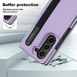 lefeda Wallet Case for Samsung Galaxy Z Fold 5, Flip PU Leather Phone Cover with S Pen Holder 2 Card Slot and Magnetic Closure Stand Function Slim Case,Purple