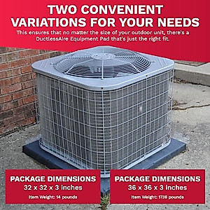 DuctlessAire Equipment Pad - Ductless Mini Split Air Conditioner Heat Pump Condenser Pads - Anti-Slip Outdoor Ground Mounting Base for HVAC Unit - Outdoor Condenser Unit Pad (32" W x 32" L x 3" H)