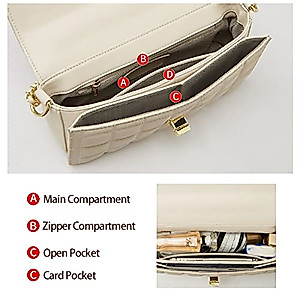 LAORENTOU Small Leather Crossbody Bag for Women Cowhide Quilted Shoulder Purse and Handbag Girl Classy Look Bag (Apricot)