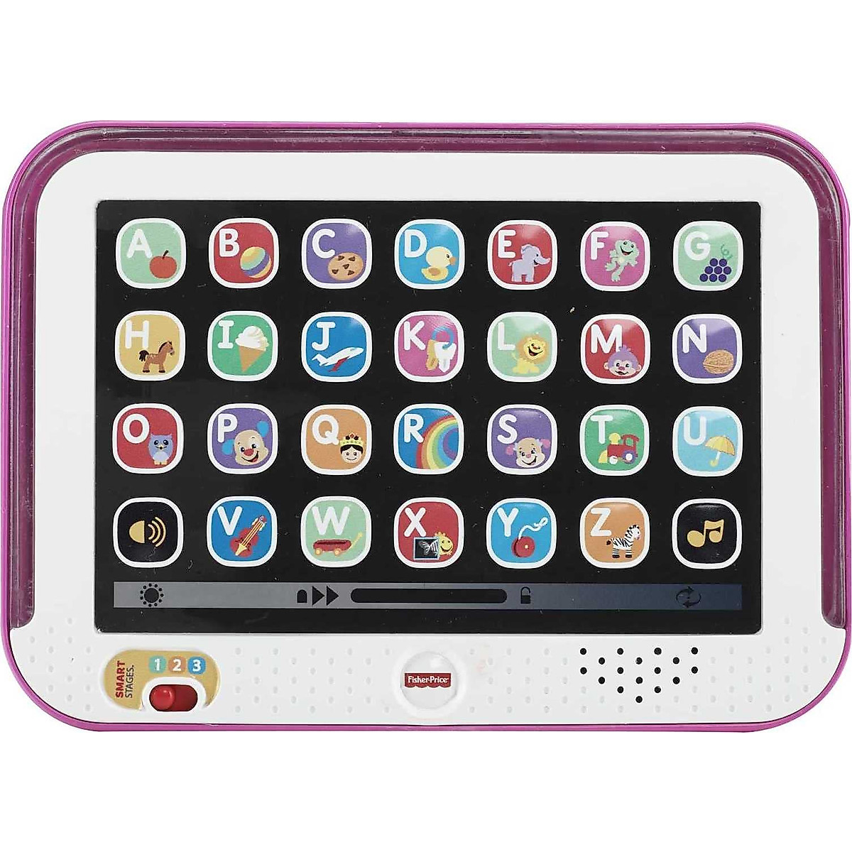 Fisher-Price Toddler Learning Toy Laugh & Learn Smart Stages Tablet with Lights & Music for Early Pretend Play, Pink, for Infants Ages 1+ Years