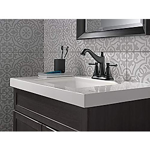 Delta Faucet Mylan Matte Black Bathroom Faucet, Centerset Bathroom Faucet, Bathroom Sink Faucet, Drain Assembly, Matte Black 25777LF-BL