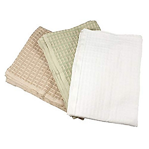Harmony Cotton Spa and Massage Table Blankets by Body Linen. 100% Cotton, 66 by 90 Inches. Soft, Warm and Stylish. Machine Washable. Two Tone Knit Pattern, Tan and Natural.
