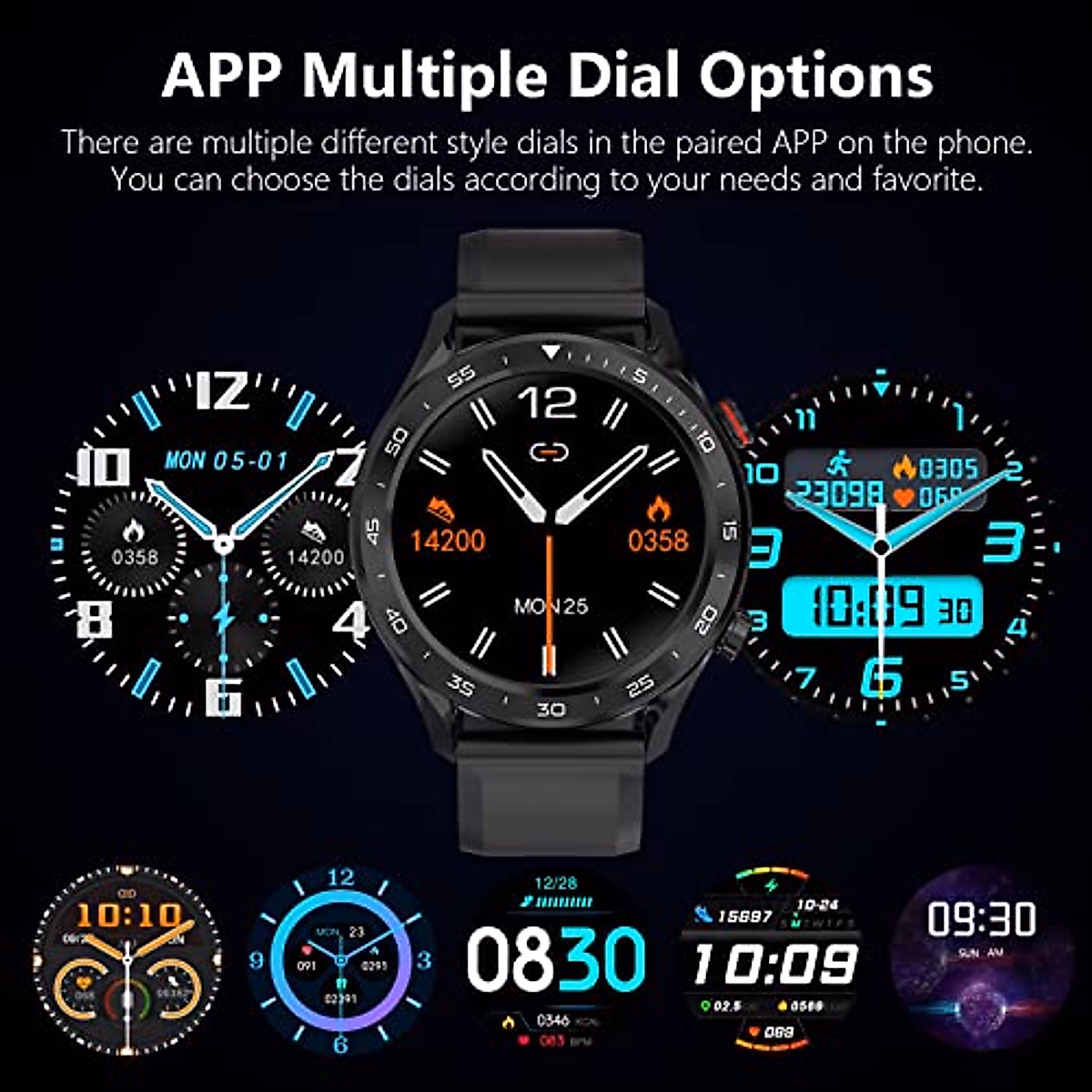 Bebinca GT2 Pro Smart Watch for Men (Make/Receive Call), SpO2/Real-time Heart Rate/Sleep Monitor/Voice Assistant Fitness Tracker, Built-in MP3 for iPhone Samsung Android Phones, Silicone Bands