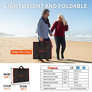 DOKIO 160w 18v Portable Foldable Solar Panel Kit (22x21inch, 9lb) Solar Charger with Controller 2 USB Output to Charge 12v Batteries/Power Station (AGM, Lifepo4) Rv Camping Trailer Emergency Power………