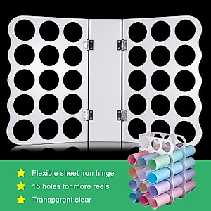 15-Holes Vinyl Storage Rack Acrylic Storage Organizer Multiple Large Holes Display Stand for Vinyl Rolls and More (12 Inch x 7.8 Inch, Aperture 2 Inch) (White)
