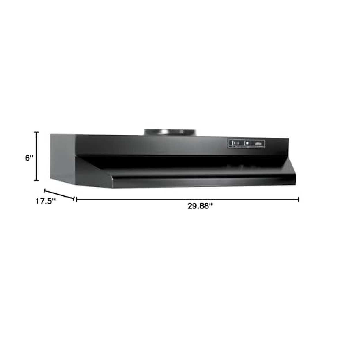 Broan-NuTone Economy 30-inch Under-Cabinet Easy Install Range Hood with 2-Speed Exhaust Fan and Light, 230 Max Blower CFM, Black