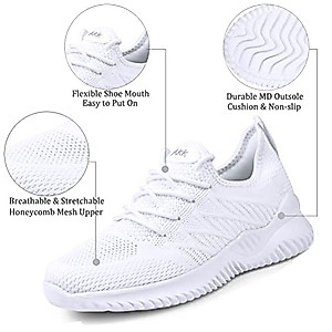 Akk White Sneakers for Women Walking Shoes Womens Comfy Tennis Memory Foam Gym Workout Athletic Nursing Running Work Shoes Size 7