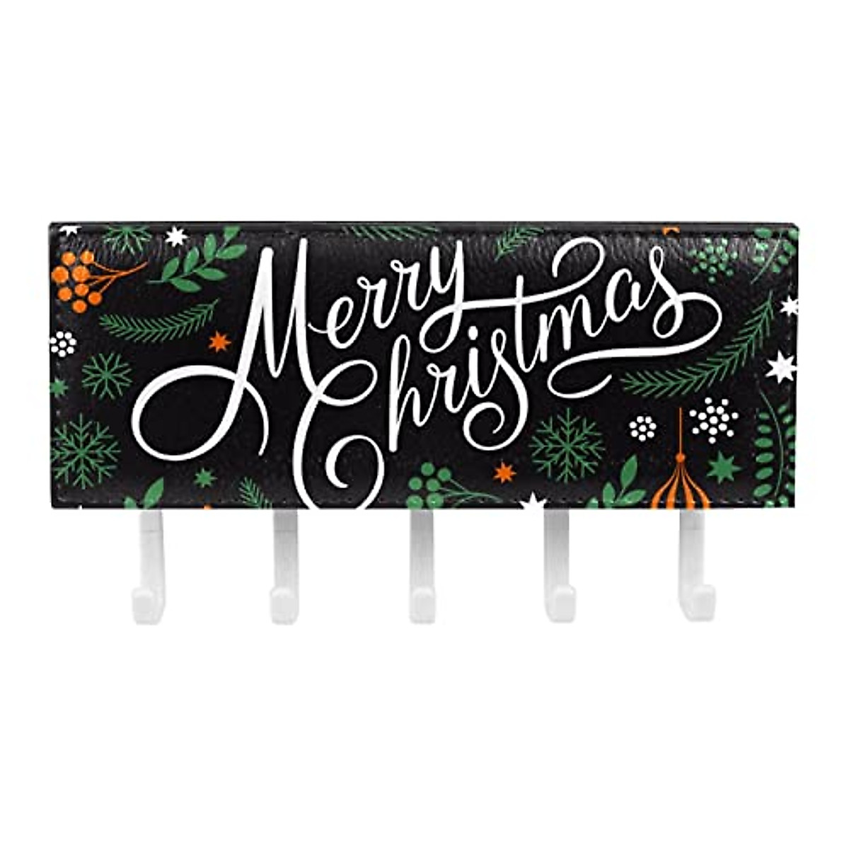 Coat Hat Hanger Hooks, Merry Christmas Text Wall Hooks, Towel Scarves Rack Wall Mounted for Kitchen Bathroom Bedroom Door