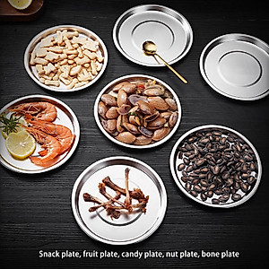 Small Dinner Plates, 8Pcs 304 Stainless Steel Round Spit Bone Dish Plate Set for Snacks, Side Dishes, Multifunctional Use