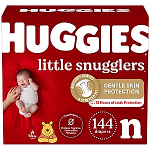 Huggies Newborn Diapers, Little Snugglers Newborn Diapers, Size Newborn (up to 10 lbs), 144 Count