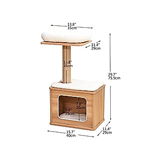 Catry Cat Tree - A Cat Play House Combo with Cat Hammock, Scratching Post, and Comfort Home Invariably Trap Kitten to Stay Around This 30” Easy Assembled Sturdy Cat Furniture, Beige