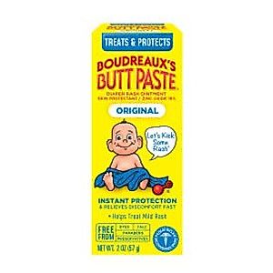 Boudreaux's Butt Paste Original Diaper Rash Cream, Ointment for Baby, 2 oz Tube (Pack of 2)