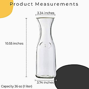 Xabono Glass Juice Bottles 3 Pack Juice Bottles 1 Liter (36 oz) Glass Milk Bottle with Lid for Mimosa Bar Juice Containers with Lids for Fridge 6 Lids Glass Carafe Clear Water Carafe