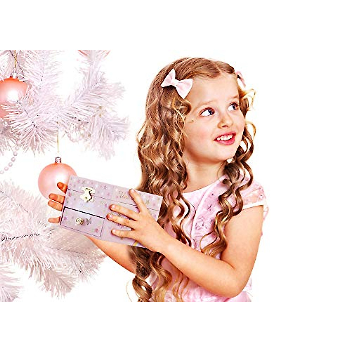 RR ROUND RICH DESIGN Kids Musical Jewelry Box for Girls with Drawer and Jewelry Set with Mysterious Unicorn - Over the Waves Tune Pink