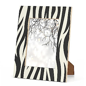Yzrwebo Zebra Print 5x7 Picture Frame Animal Print Pattern Wood Photo Frames High Transparent Horizontal and Vertical Tabletop Display or Wall Mounting for Family Home Gallery Office