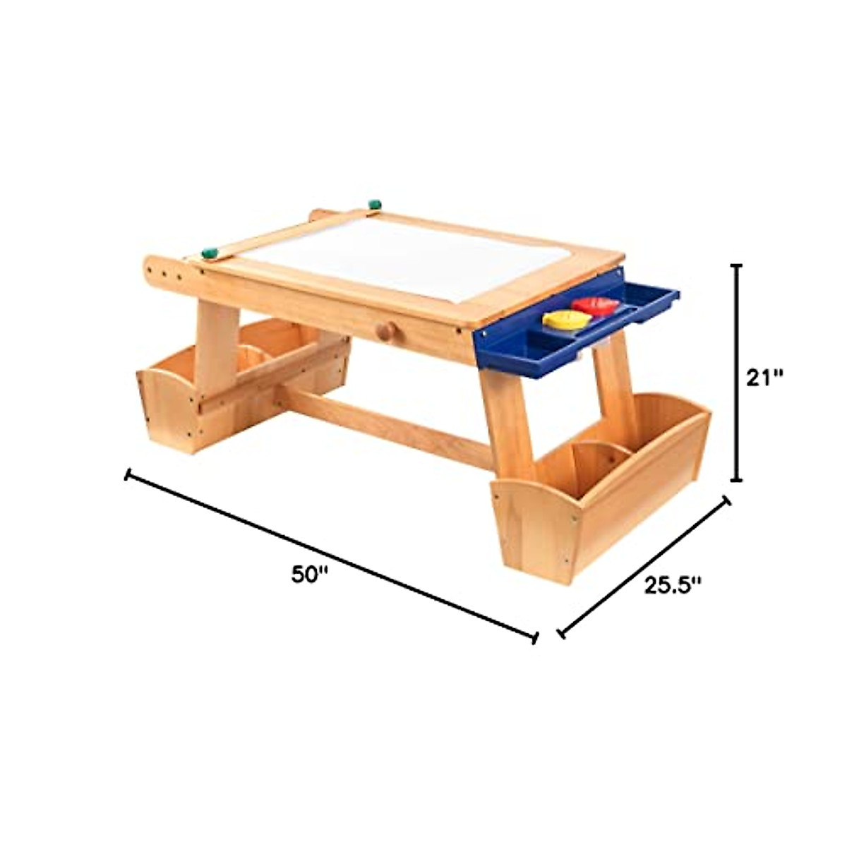 KidKraft Wooden Art Table with Drying Rack & Storage Bins, Children's Furniture - Natural, Gift for Ages 3-8
