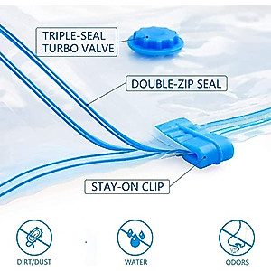 Vacuum Storage Bags 6 Pack (3 Jumbo, 3 Large), Space Saver Bags Compression Storage Bags for Comforters And Blankets, Storage Bags Vacuum Sealed for Clothes Storage, Hand Pump Included