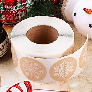 Ruisita 600 Pieces Kraft Snowflake Stickers Christmas Self Adhesive Labels Stickers Winter Favor Seals