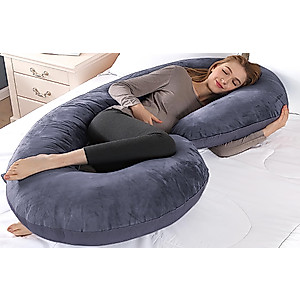 yoyomax Pregnancy Pillows, C Shaped Full Body Maternity Pillow Memory Foam Pregnancy Pillow with Removable Cover, 52 Inch Pregnancy Pillows for Sleeping (Grey)