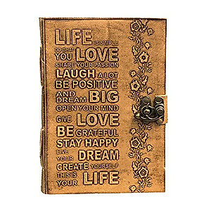 Leather Journal, Leather Journal for Men, Leather Journal for Women, Leather Sketchbook, Leather Notebook, Leather Blank Book (5 x 7 Love Emboss Journal)