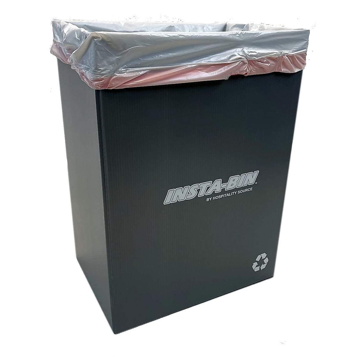 Hospitality Source Insta-bin Dispoable & Reusable Pop-Up Foldable Grey Cardboard Trash Can (Bundle of 25)