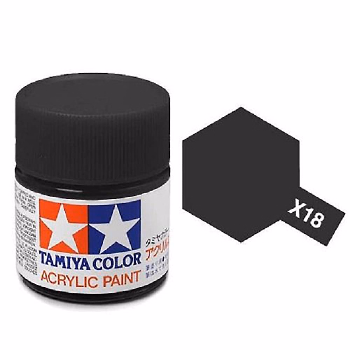 TAMIYA Acrylic Mini X18 Semi Gloss Black TAM81518 Plastics Paint Acrylic