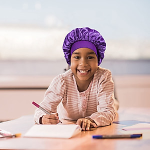 LADES Kids Hair Satin Bonnet for Sleeping, 3 Pieces Soft Toddler Satin Bonnet Sleeping Cap for Girls Curly Hair Gifts Multicolored