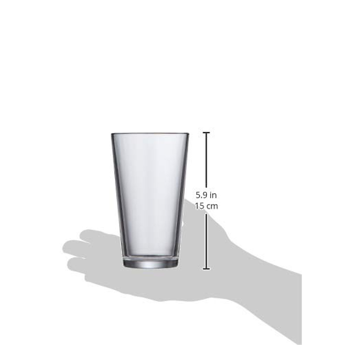 Amazon Basics Pint Pub Beer Glasses, 16-Ounce, Set of 6, Clear