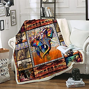 Elephant Blanket Super Soft 3D African Elephant Walking Throw Blankets for Couch Living Room Bed Adult and Teenager All Seasons Warm 51"x 59"