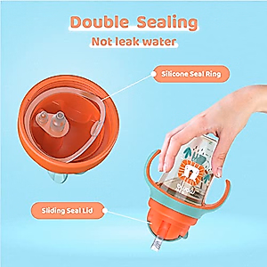 SUPERMAMA Sippy Cups for 1+ Year Old with Spout & Straw(9/11 Oz), PPSU No Spill Sippy Cups with Weighted Straw, Spill Proof Training Toddler Cups With Handle for Baby 6+ Months