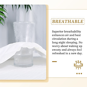 Quilted Fitted Queen Mattress Pad Cover, Waterproof Mattress Protector, Deep Pocket Elastic Fits Up to 21'', Breathable Soft Alternative Filling Mattress Pad