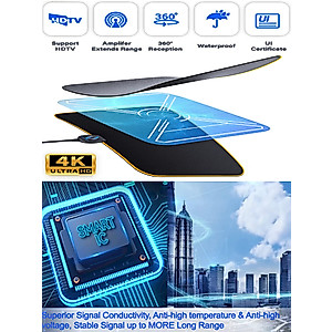 4K Amplified HD Digital Antenna 1000 Miles Range RUPA Indoor Antenna Support 4K 1080p Fire tv Stick All Older TV's Smart Amplifier Signal Booster with Coax Cable 17ft