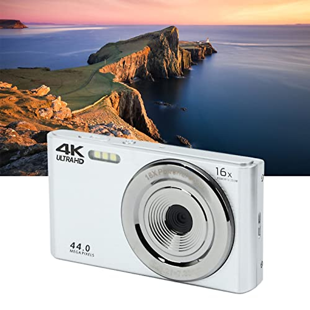 16x Digital Zoom Camera, 2.8 inch Screen, HD Camera, 44 Megapixels, 4k Video Resolution, Built in Fill Flash, USB Data Transfer, Can be Used for Life Home (Silver)