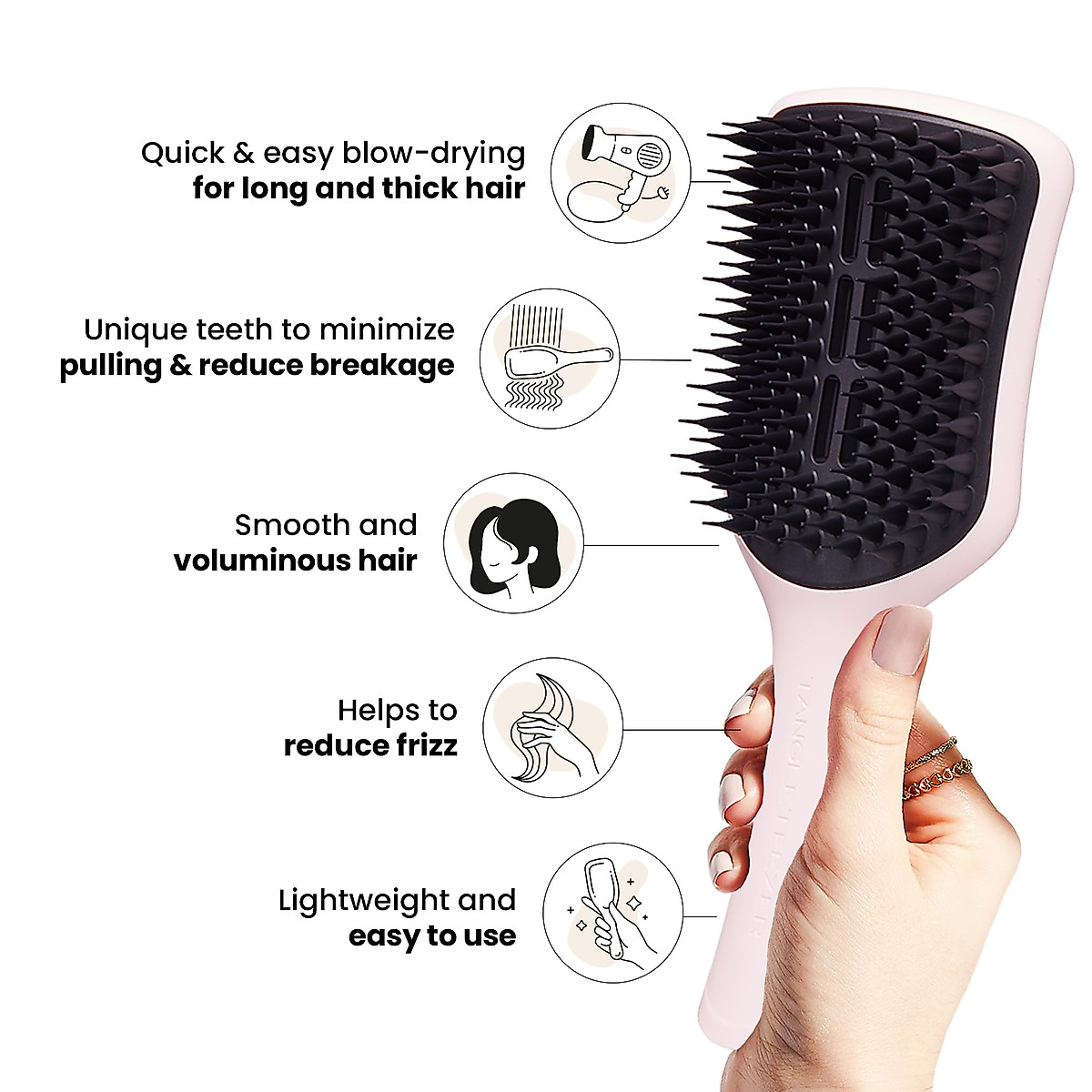 Tangle Teezer Large Ultimate Blow Dry Brush, Vented Hair Brush for a Quick & Easy Blowout, Adds Volume & Lift, for Thick & Curly Hair Types, Tickled Pink