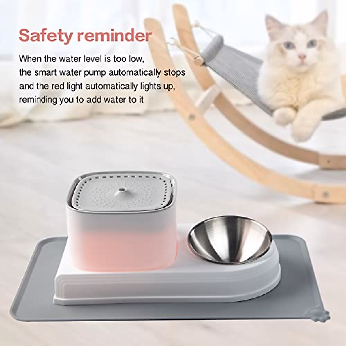 Cat Water Fountain and Food Bowl 3l/Utomatic Pet Fountain Dog Water Dispenser Cat Water Fountain Ultra-Quiet Pump 3 pcs Filter Waterproof matLED Light Cat Feeding and Watering Supplies