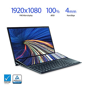ASUS ZenBook Duo 14 UX482 14” FHD Touch Display, Intel Evo Platform, Core i5-1155G7, 8GB RAM, 512GB PCIe SSD, ScreenPad Plus, Windows 10 Home, Wifi 6E, Celestial Blue, UX482EAR-EB51T