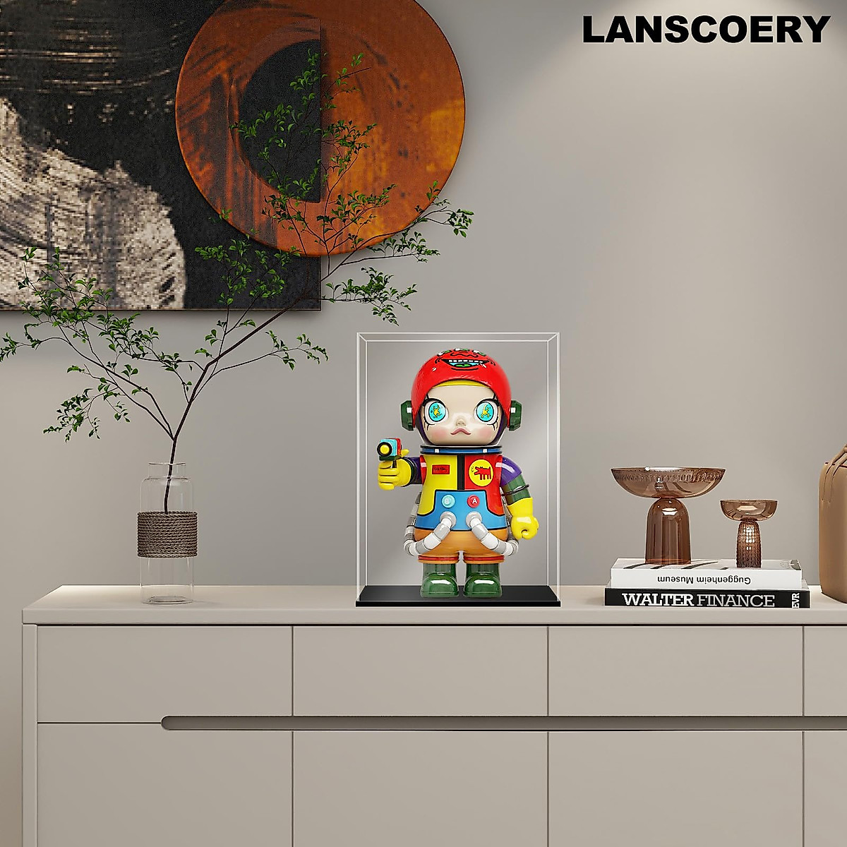 LANSCOERY Acrylic Display Case, Assemble Showcase Display Box for Collectibles, with Dustproof & Seamless Display Design, 6x6x10inch Black Base