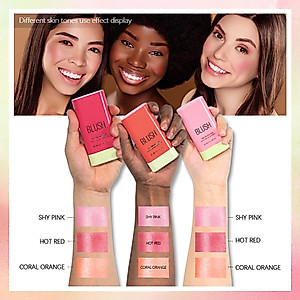 MOLAKS Cream Blush Stick, Lightweight and Long Lasting Cream Blush, Solid Moisturizer Stick, Cream Blush Makeup for Cheeks, Lightweight Cream Blush, Goes on Well for Mature Skin (SHY PINK)